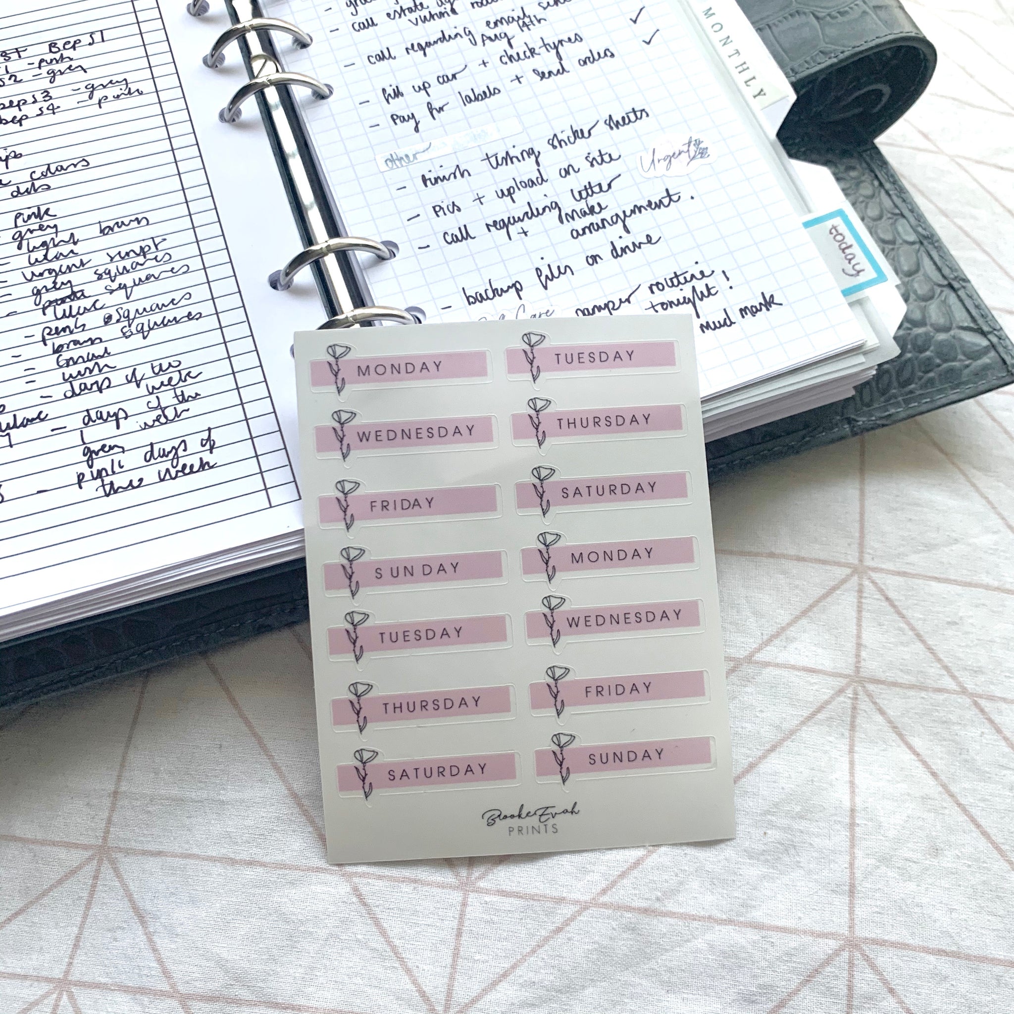 Transparent Day’s of the Week Stickers – BrookeEvahPrints