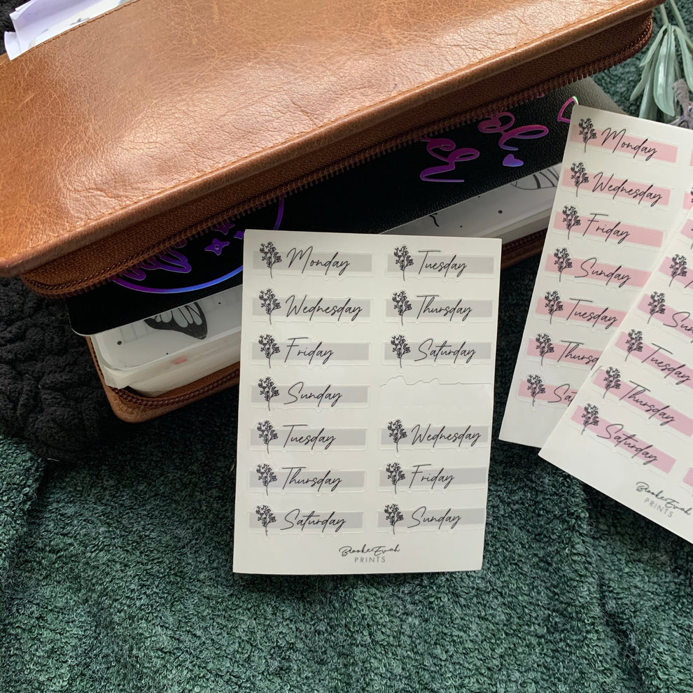 Transparent Day’s of the Week Stickers - Version 2 – BrookeEvahPrints